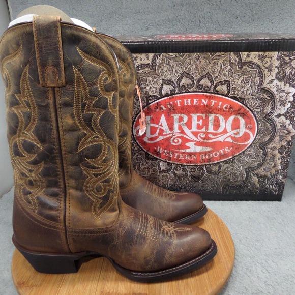 Laredo | Shoes | Laredo Maddie Tan Distressed Round Toe 1 Western Boots ...